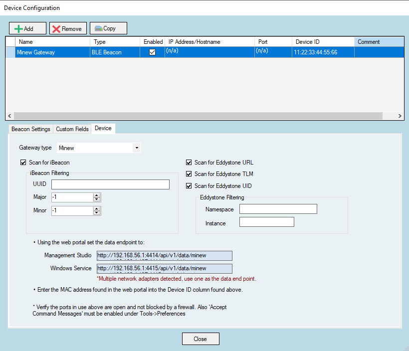 Setting up a Minew BLE gateway with ClearStream – ClearStream RFID